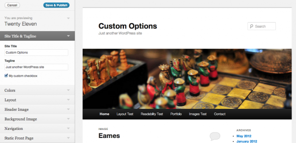 Theme Customizer Default Sections | WP Theming